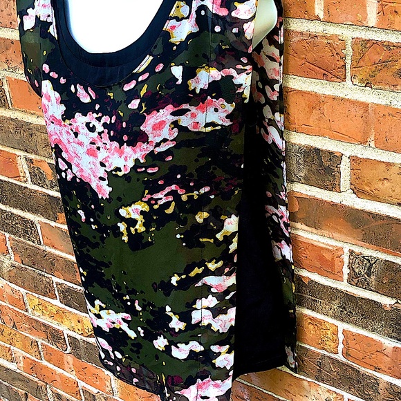 Metaphor | Tops | Metaphor Black Top With Sheer Print Overlay Slit On ...